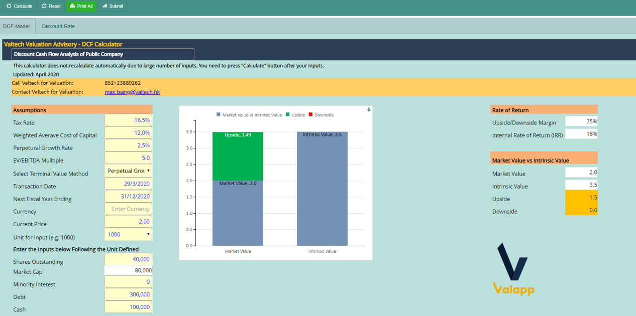 DCF Model and Discount Rate – Valtech App Portal